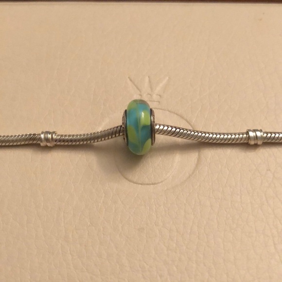 Pandora | Jewelry | Retired Authentic Pandora Aqua Swirl Murano Glass ...